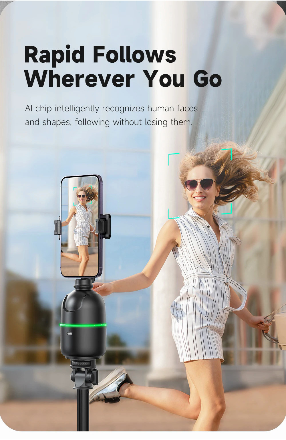 P03 Auto Face Tracking PTZ Phone Holder AI Face Recognition 360° Rotation Gesture Control Selfie ...
