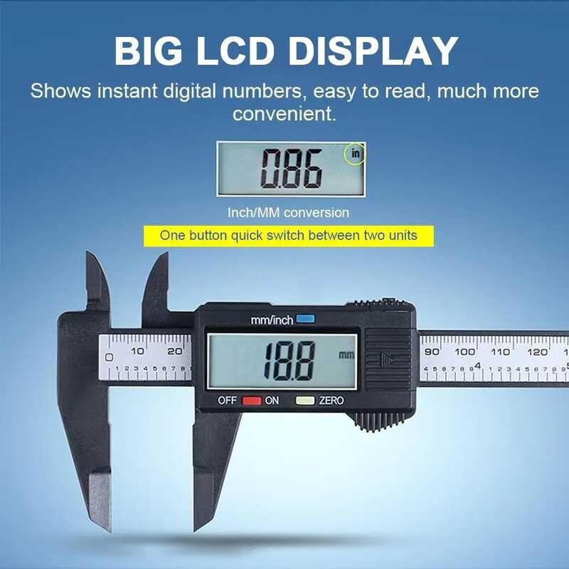 Digital Caliper 100Mm 150Mm Electronic LCD Carbon Fiber Ruler Dial ...