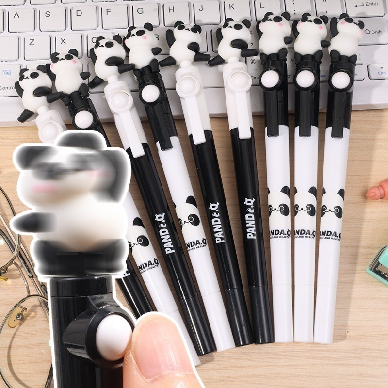 3Pcs/Set Creative Panda Rotating Gel Pens - Black Ink Signature Pens ...