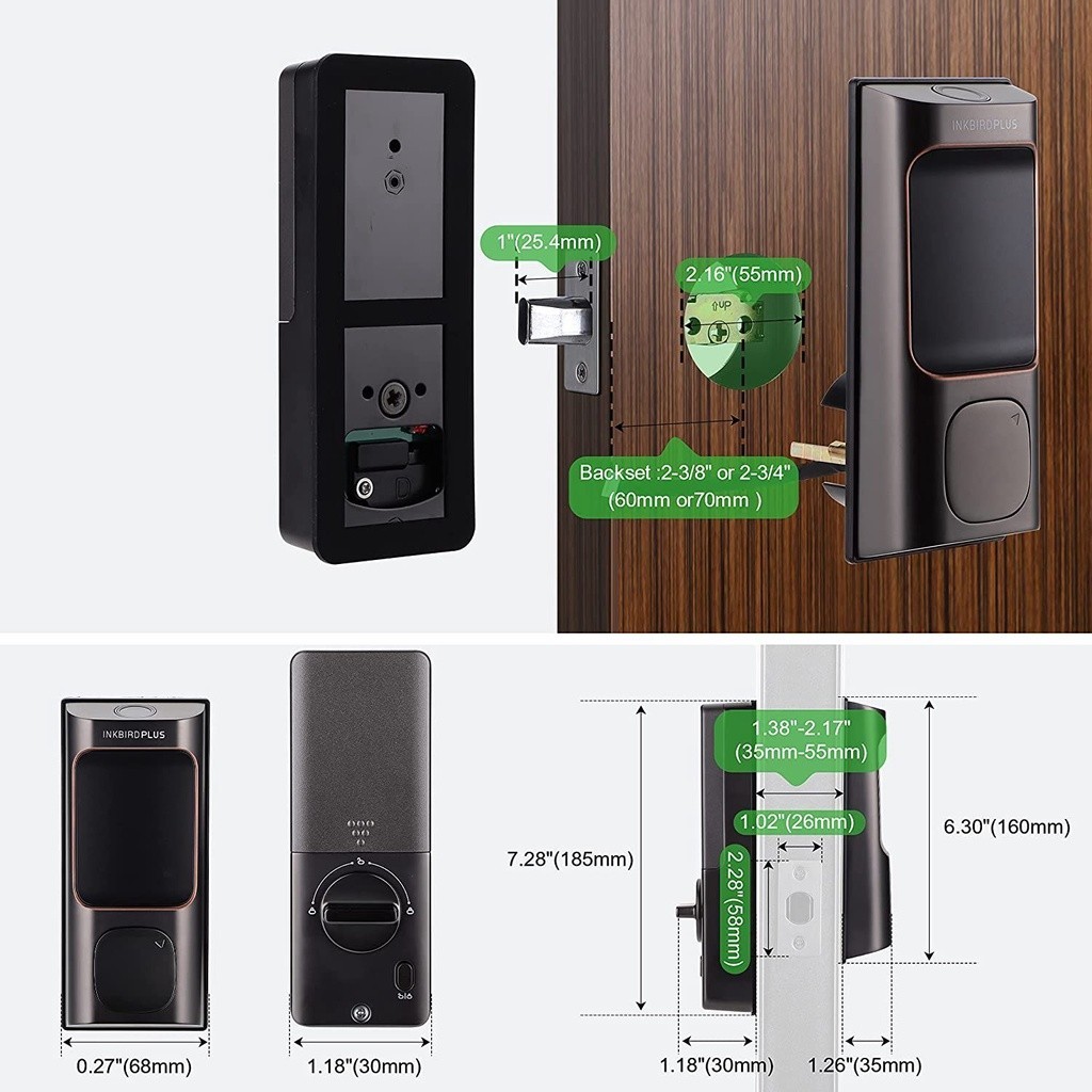 INKBIRD Digital Door Lock 5 in 1 Keyless Entry Bluetooth Smart Door ...