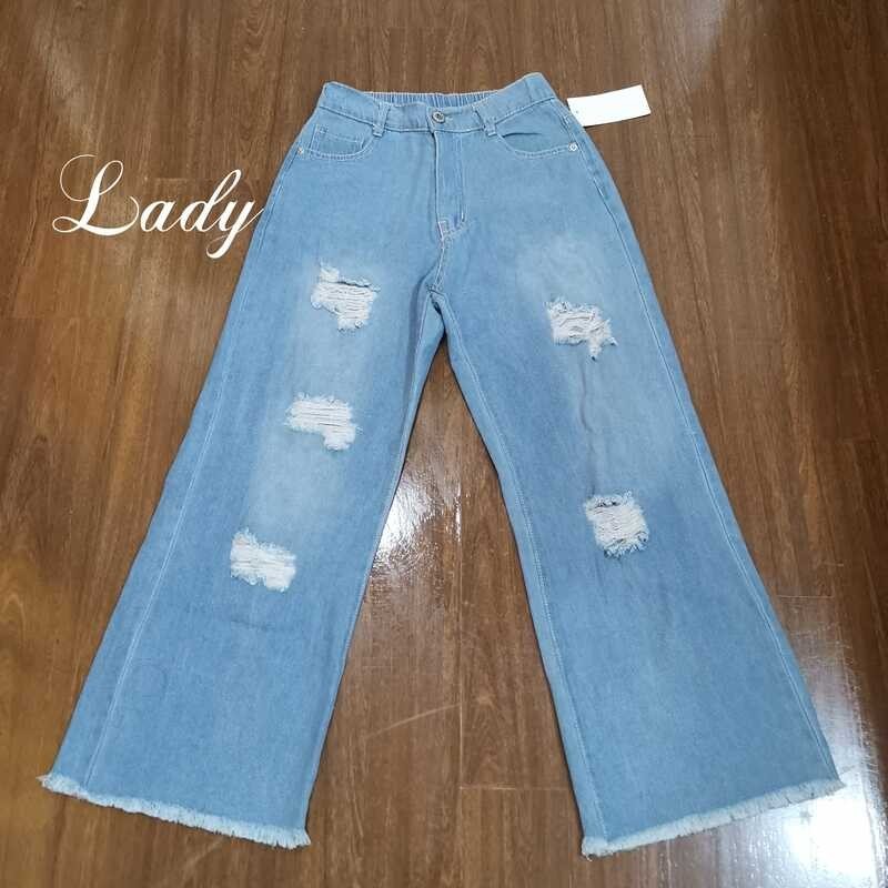 New Full Length Ripped Loose Wide-Leg Jeans/Boyfriend Denim Square ...