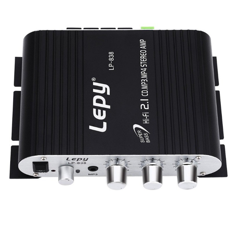 Mini Lepy LP-838 12V Hi-Fi Stereo Mega Bass Car Amplifier 2.1 Channel ...