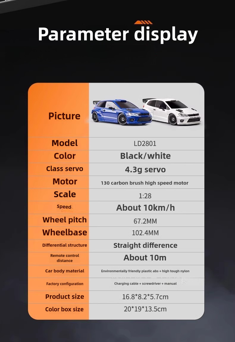 LDRC LD2801 1/28 RTR 4WD RC Drift Car Full Proportional Control Car 4x4 ...