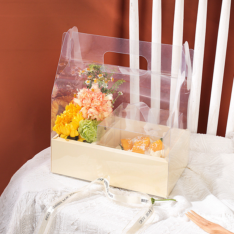 Transparent Acetate Flower Mini Cake Gift Box Includes Divider For ...