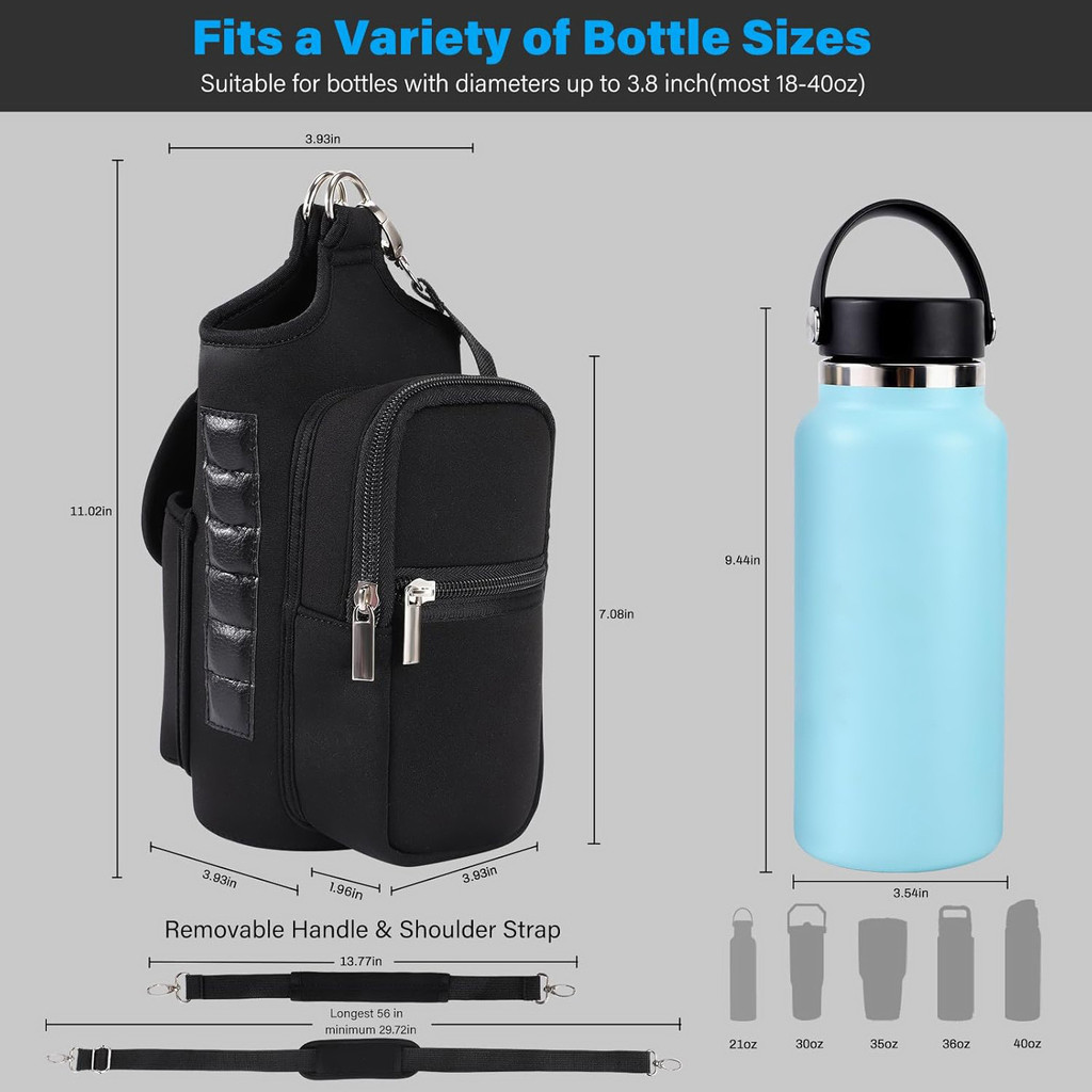Magnetic Gym Bag Water Bottle Carrier Holder with Phone Pockets ...