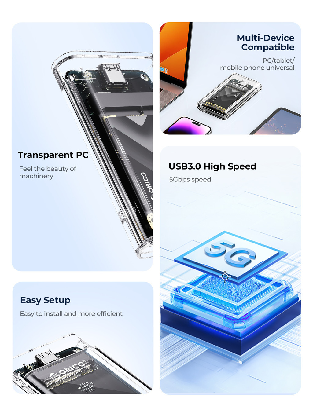 ORICO mSATA SSD Enclosure USB 3.1 5Gbps SATA to Type C SSD HDD Case ...