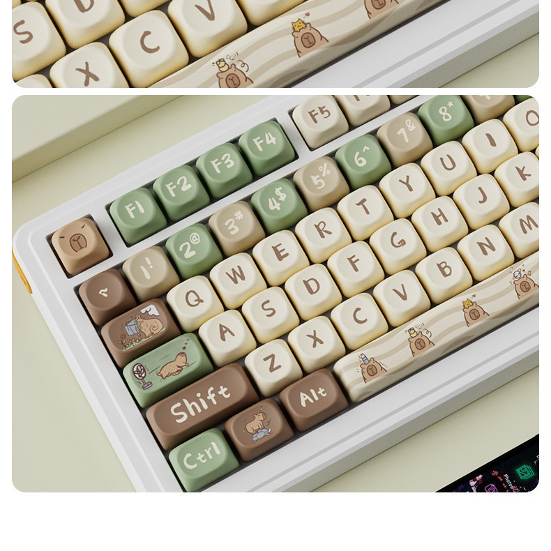 PBT Dye sublimation Khaki Keycaps Alive Nice OQO MOA Height Full Set ...