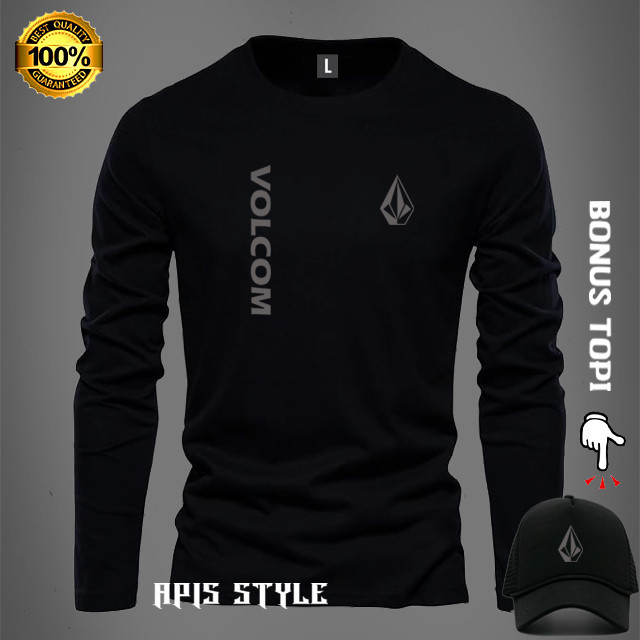 Volcom Upright Long Sleeve T-Shirt Silver Logo Premium Distro T-Shirt ...