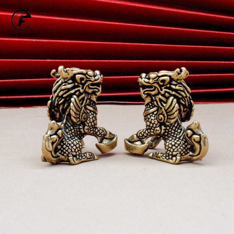 10 Ancient Bronze Chinese Mythical Beast Qi Lin Statue 1 Pares Copper ...