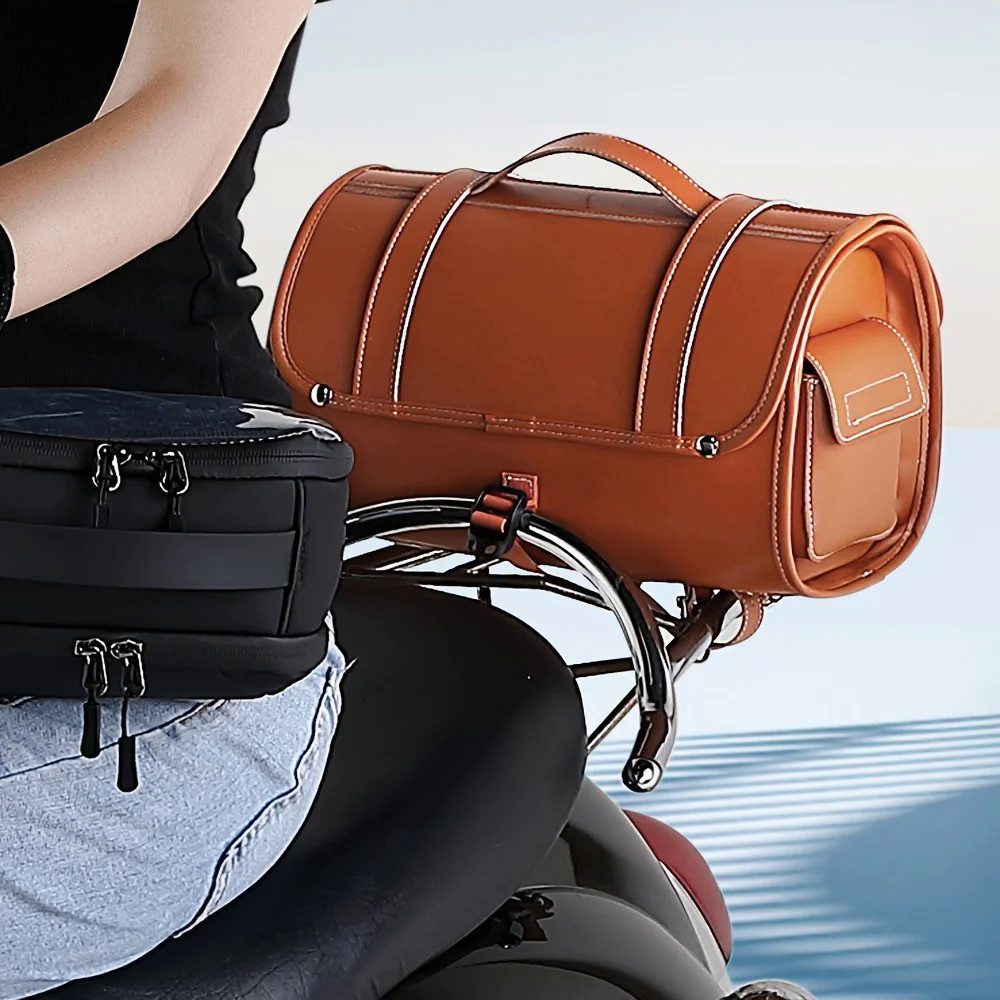 Retro Rear Seat Motorcycle Side Waterproof Luggage Bag Outdoor Casual ...