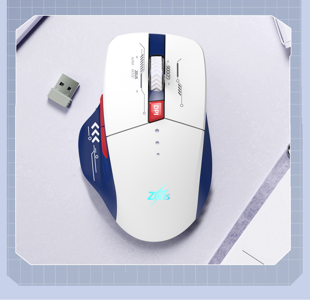 Zeus GD-006 2.4G Wireless Mouse Rechargeable Mechanical Office Gaming ...