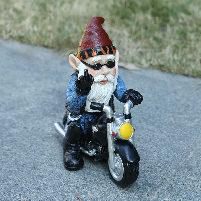 Statue Cute Cartoon Kawaii Dwarf Sa Motorcycle Model Para Sa Courtyard ...
