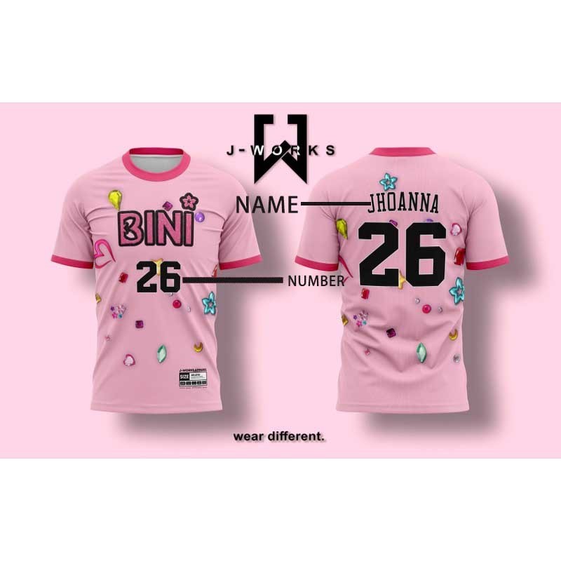 BINI T-shirt With Name BINI Member Number Top Unisex Casual Jersey Pink ...