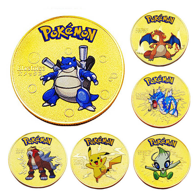0 Gold Mewtwo Coins Anime Commemorative Charizard Pikachu Golden ...
