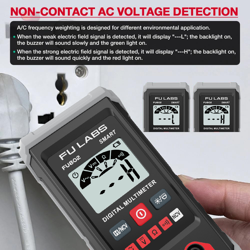 FU LABS Smart Mini Digital Multimeter 600V Auto Range Multimeter AC DC ...
