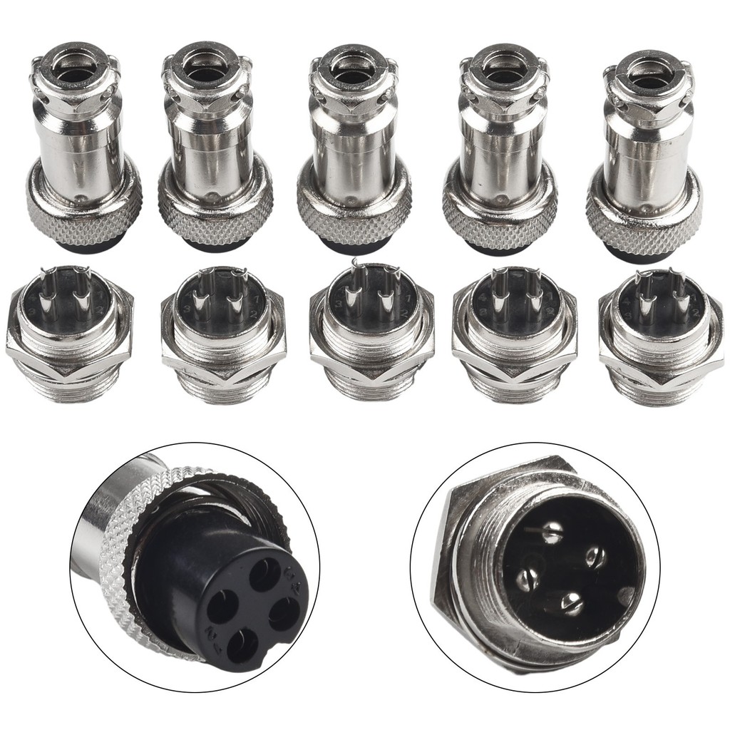 Aviation Connector 16mm GX16-4 Panel Wire Metal Male Female 4Pin (5 ...