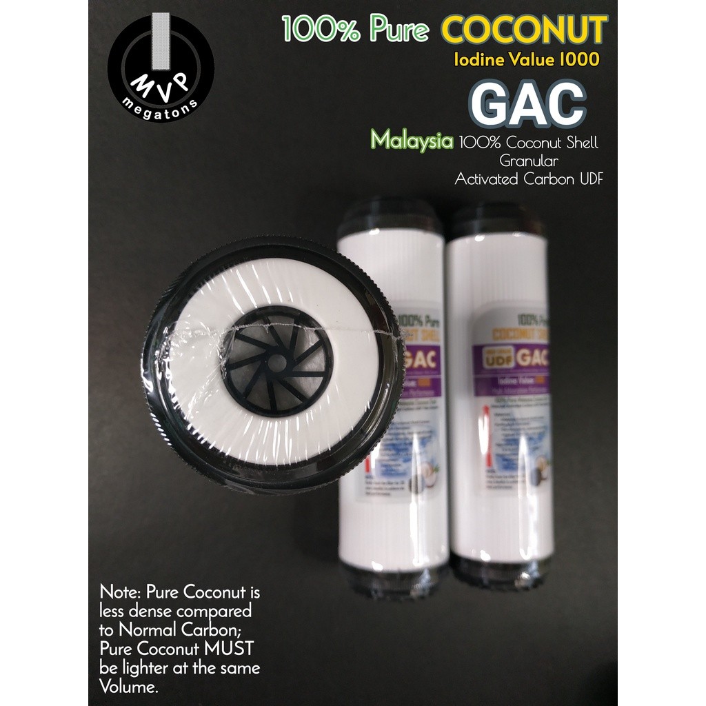 © ⚘ 웃 Pure Coconut Shell (Malaysia) UDF GAC Iodine Number 1000 Granular Activated Carbon 10 inch ...