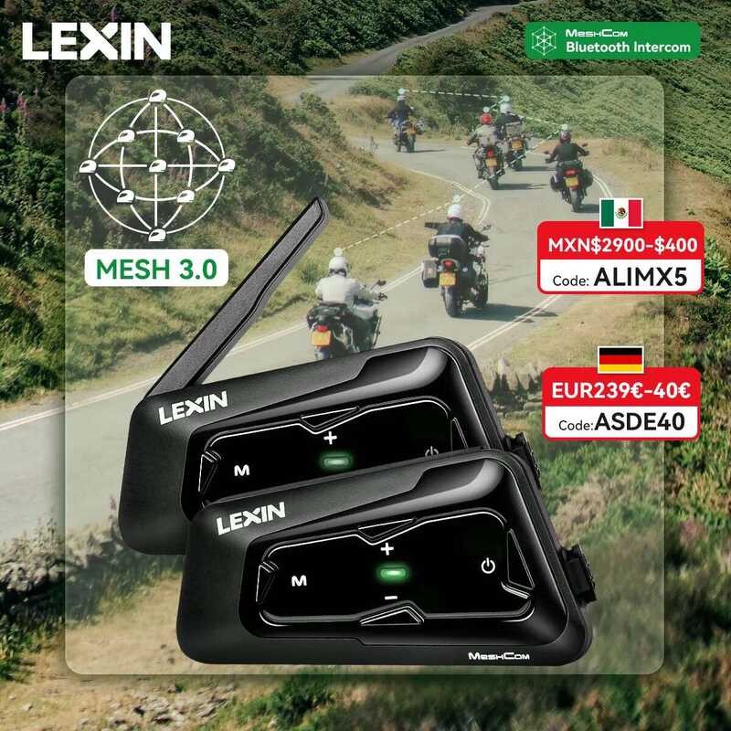 Tt Ong 2023 Lexin Meshcom MESH & Bluetooth Intercom Para Helmet Headset ...