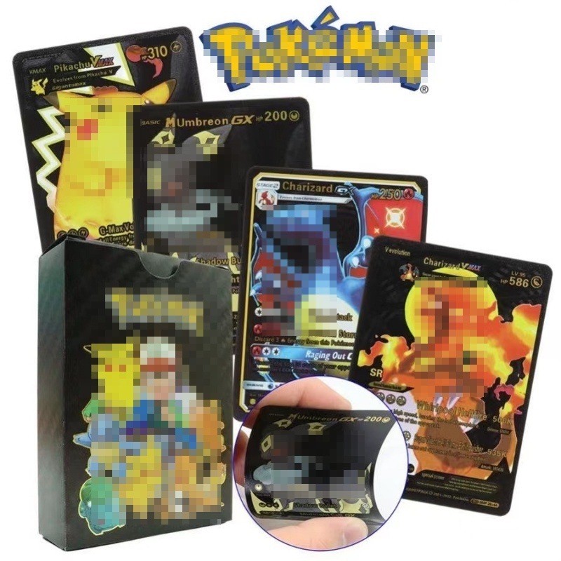 Pokemon Basic 55 PCS Cards Metal Gold Vmax GX Energy Card Charizard ...