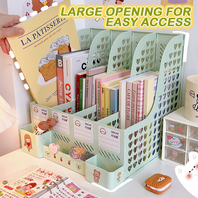 4 Column File Data Storage Rack Multi-functional Books Pencil Sundries ...