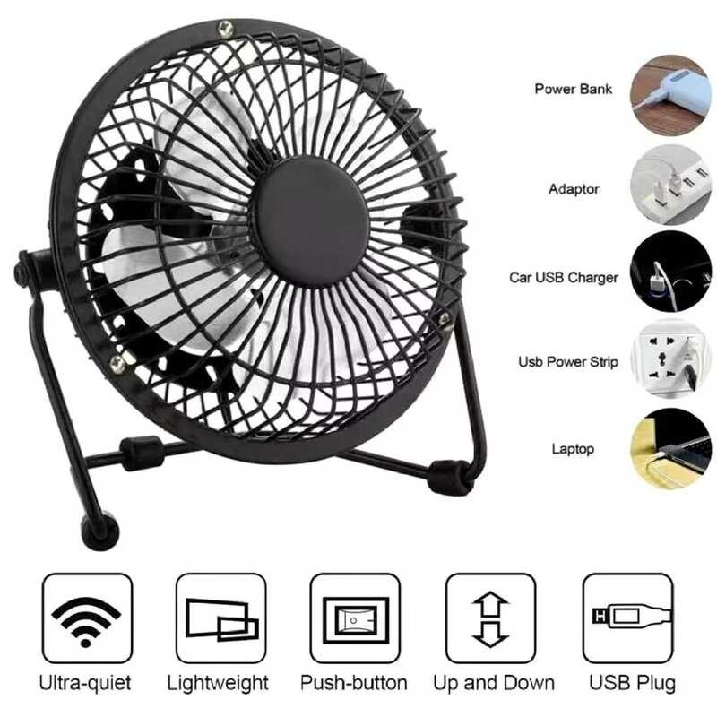 Home USB Mini Desk Fan Stainless Steel Blade at Frame Free Angle ...