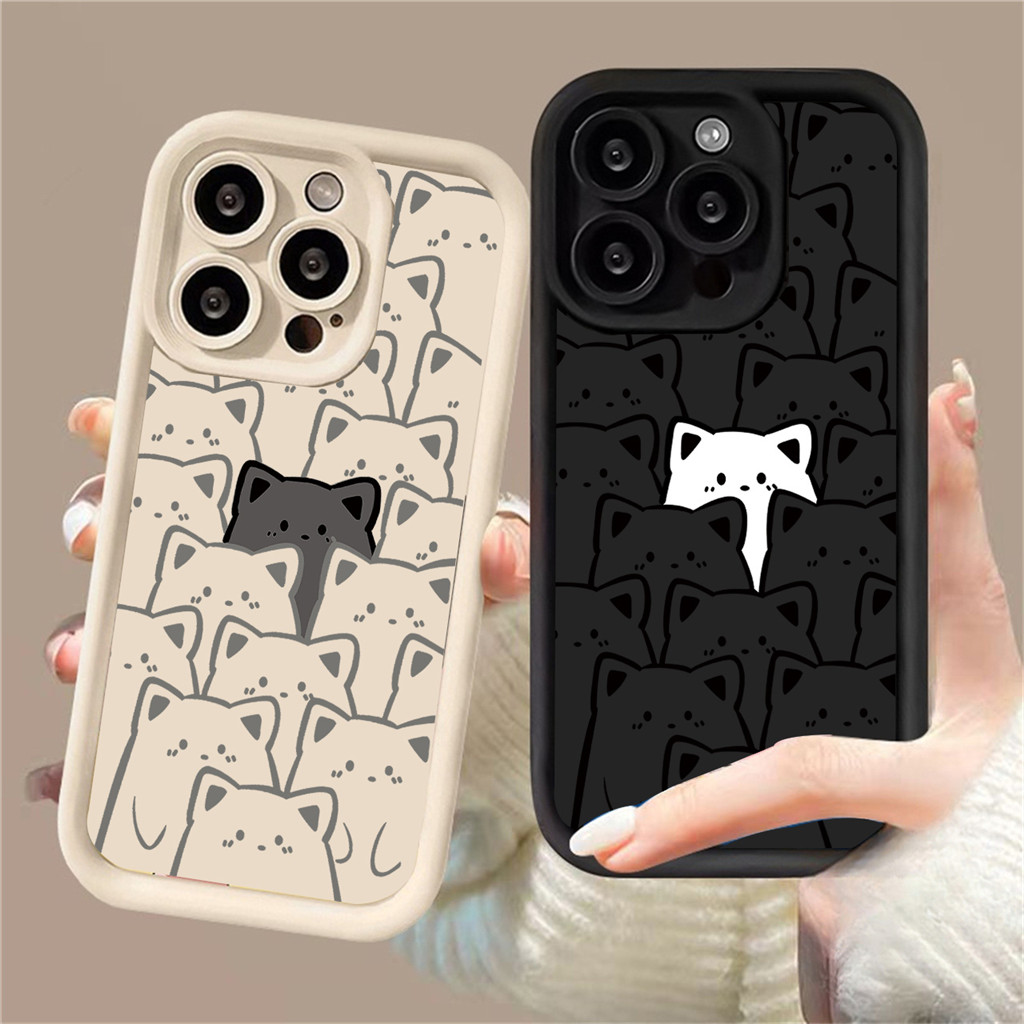 Casing Vivo 1811 1815 1816 1938 1812 2018 Cartoon Cat Doodle White ...