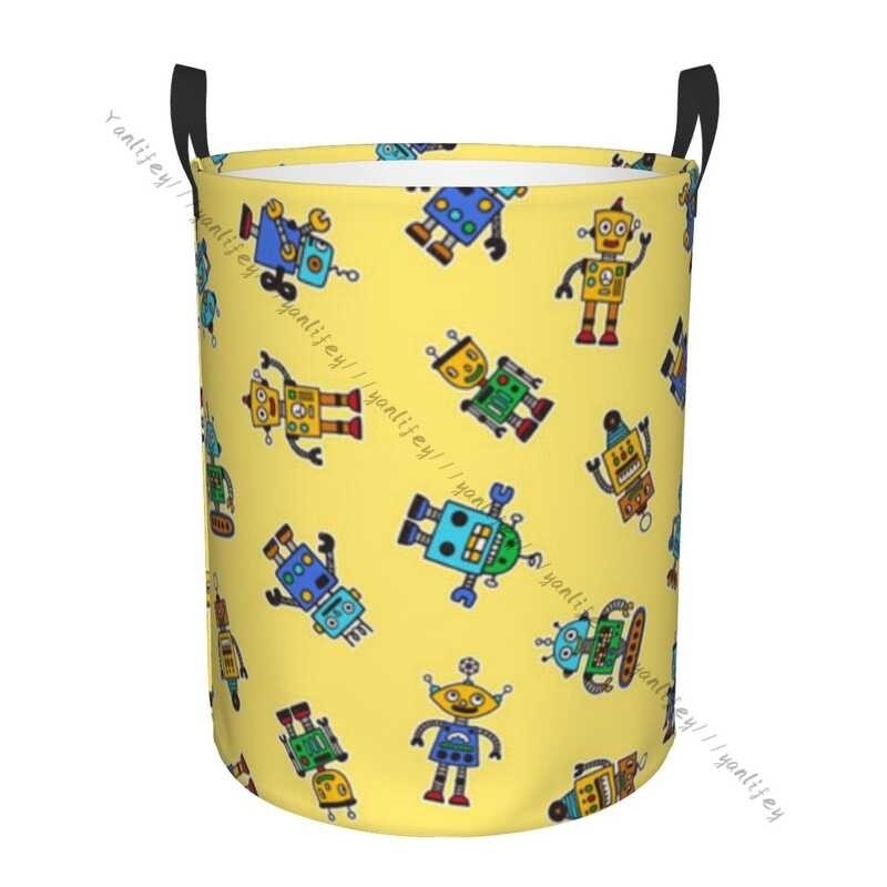 Stoage Laundy Basket Bag Watepoof Foldable Reto Cute And Fun Robot Dity ...