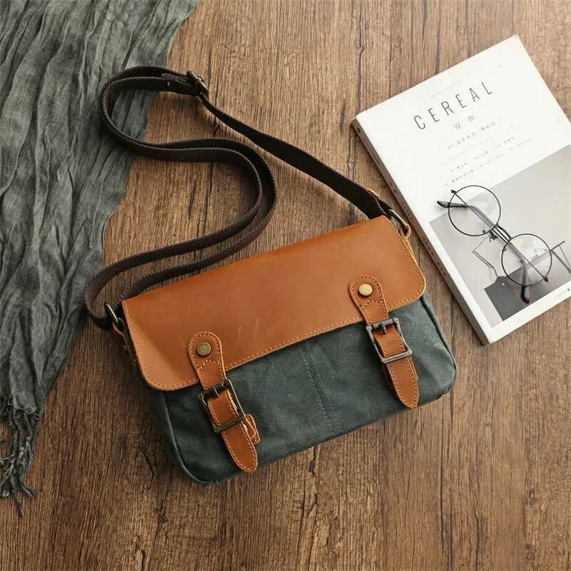 High Casual Men Retro Shoulder Style Waterproof Bag Purse Canvas Travel ...