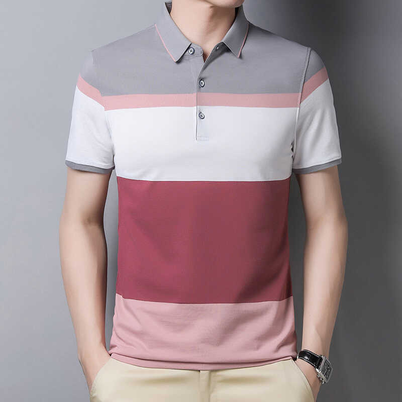 Shir Ng Sriped Mga Lalaki Kubo Lapel Pormal Na Opisina Polo Kaswal ...