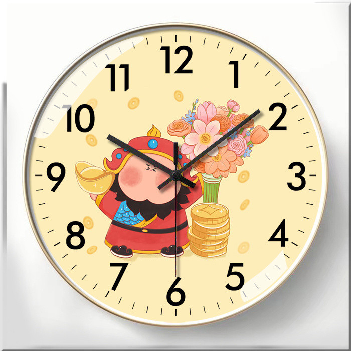 Rich Flower God of Wealth Clock Wall Clock Living Room Five-Way God of ...