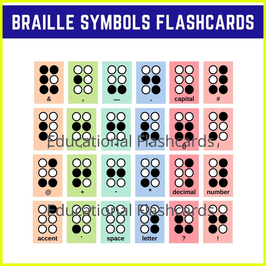 The Braille Alphabet Flashcards, Braille Numbers Flashcards, Laminated ...