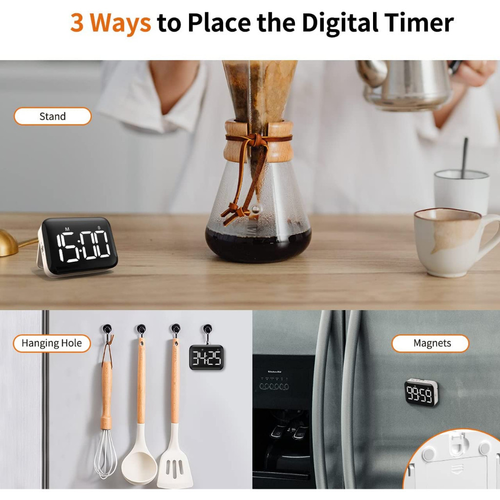 LED Digital Kitchen Timer Count Up/Down Timer for Kitchen Cooking Study Exercise | Shopee ...