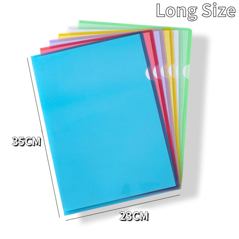 12PCS Long L-Type Clear Plastic Folders Sleeves Single Page Folder File ...