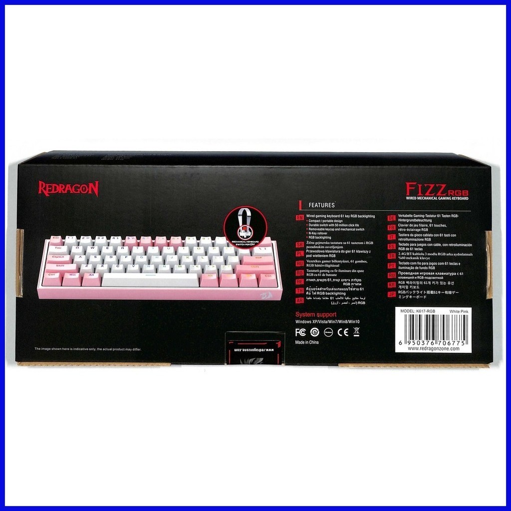 ⭐ ㍿ Redragon Fizz RGB Wired Mechanical Gaming Keyboard (Dust Proof Red ...
