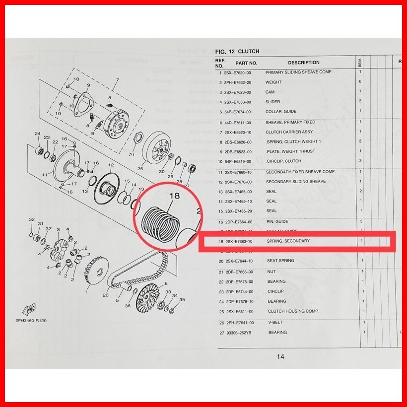 SPRING, SECONDARY (Center Spring) MIO i125/SOUL i125/GEAR/ GRAVIS 2SX ...