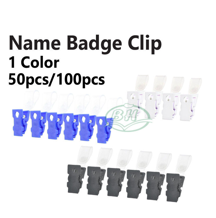 50pcs,100pcs Name Badge Clip Plastic For ID Card/ Name Badge Fuji Clip ...