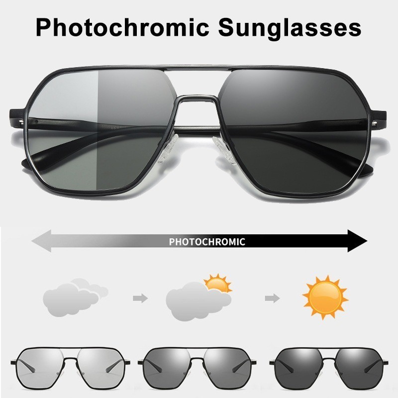 Aviator Style Polarized Sunglasses Anti-UV Photochromic Shades Color ...