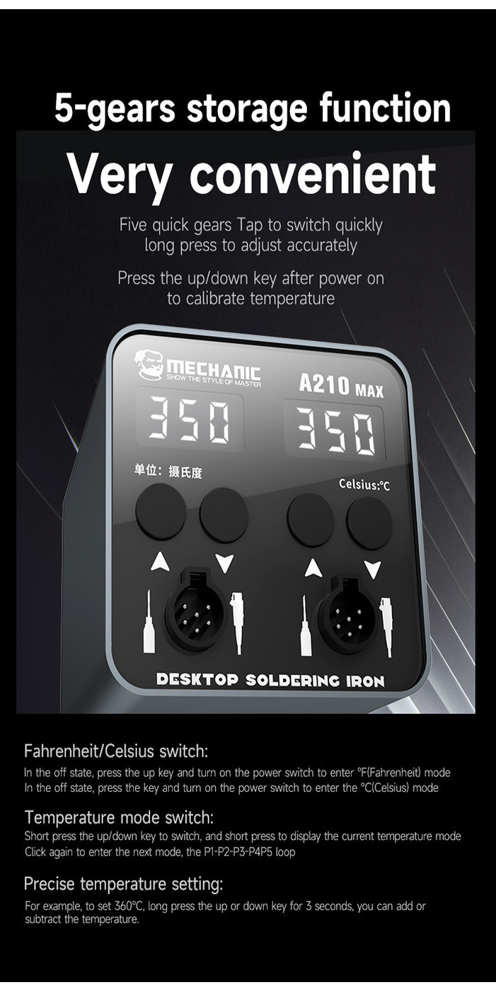 MECHANIC A210 MAX 100W Smart Desktop Soldering Station with Double ...