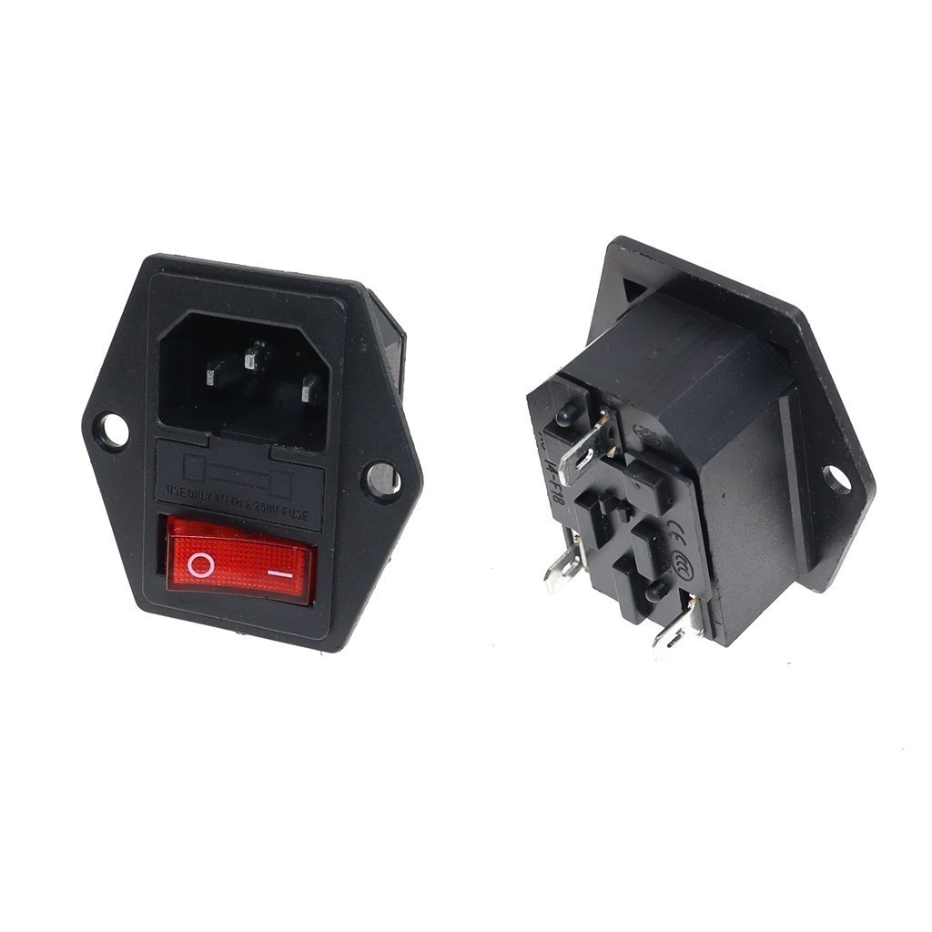 New Integral Red Light 10A250VAC Rocker Switch Power Rocker Fused IEC ...