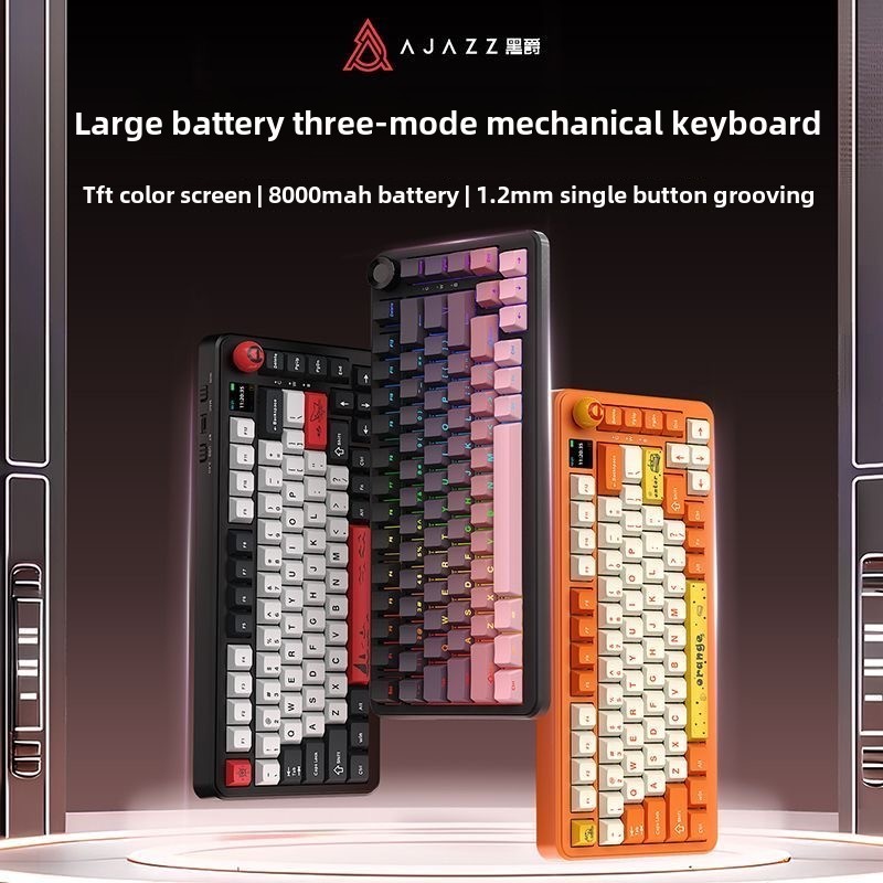 Ajazz AK820 MAX Plus Tri-mode Hot Swap Screen Display Mechanical Keyboard Gasket Structure ...