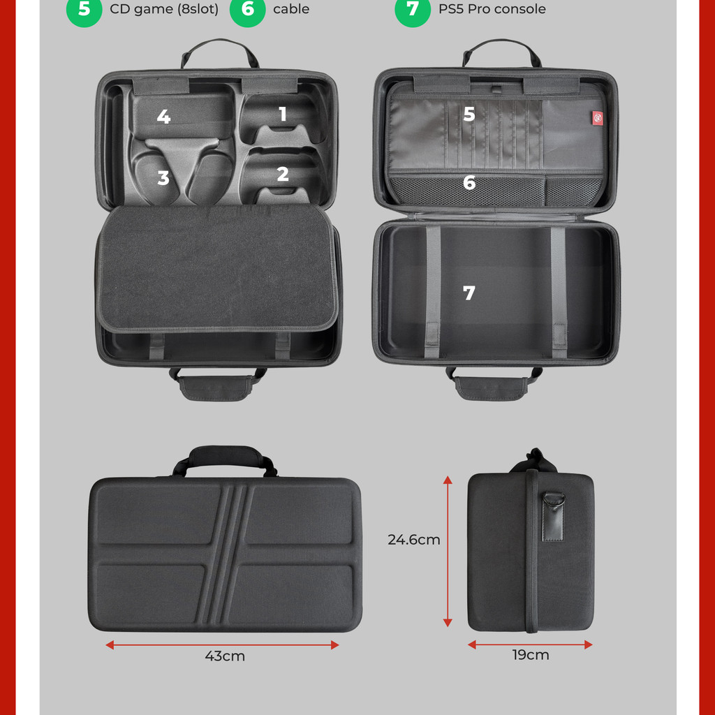 JYS PS5 Slim Travel Suitcase Storage Bag for PS5 Pro Digital/ Disc ...