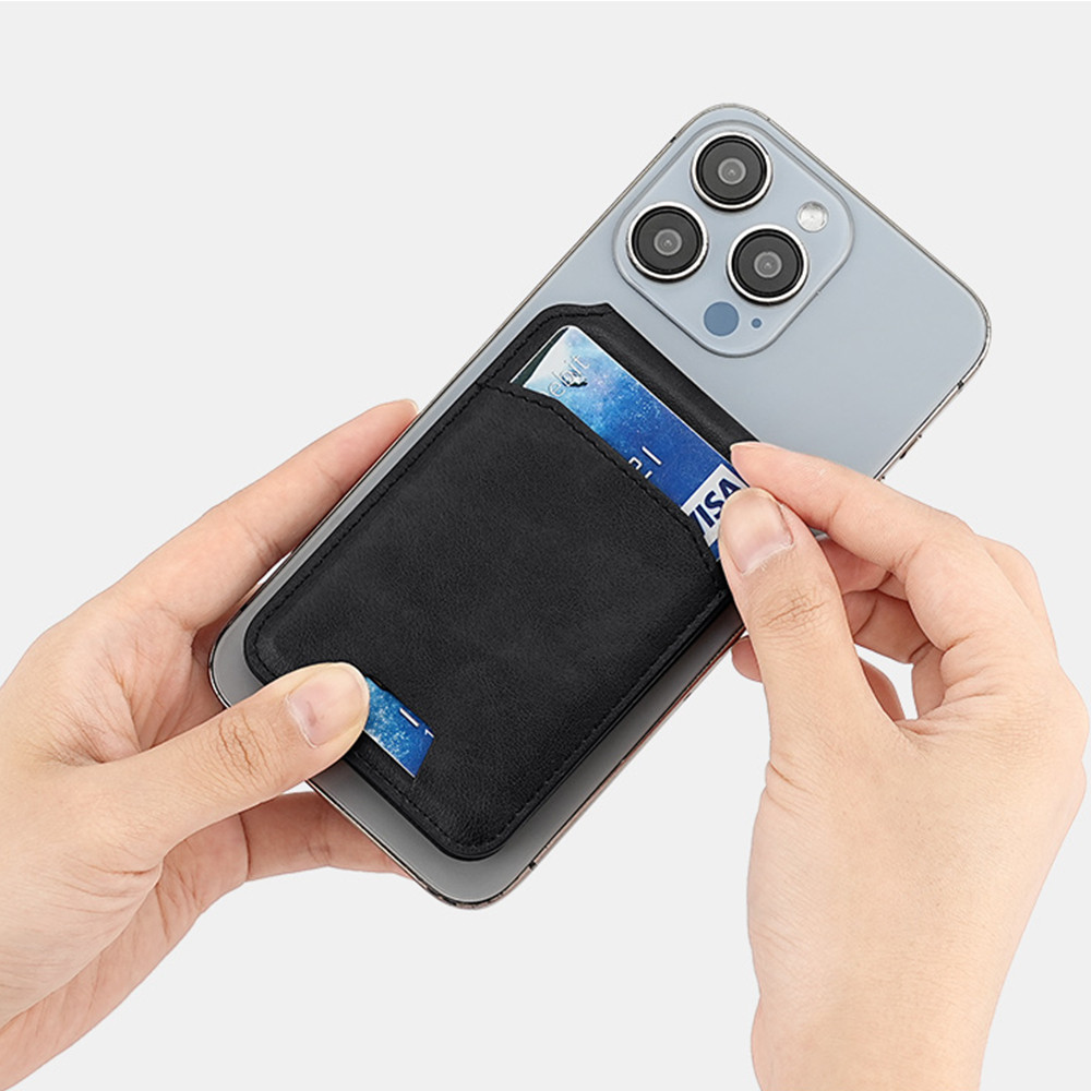 Magnetic Attraction Stand Portable Card Holder PU Leather Business ...