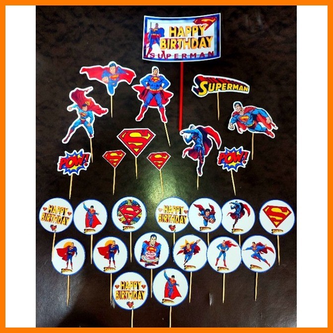 Superman Cake & Cupcake Topper (27pcs) // (12pcs) // (15pcs) | Shopee ...