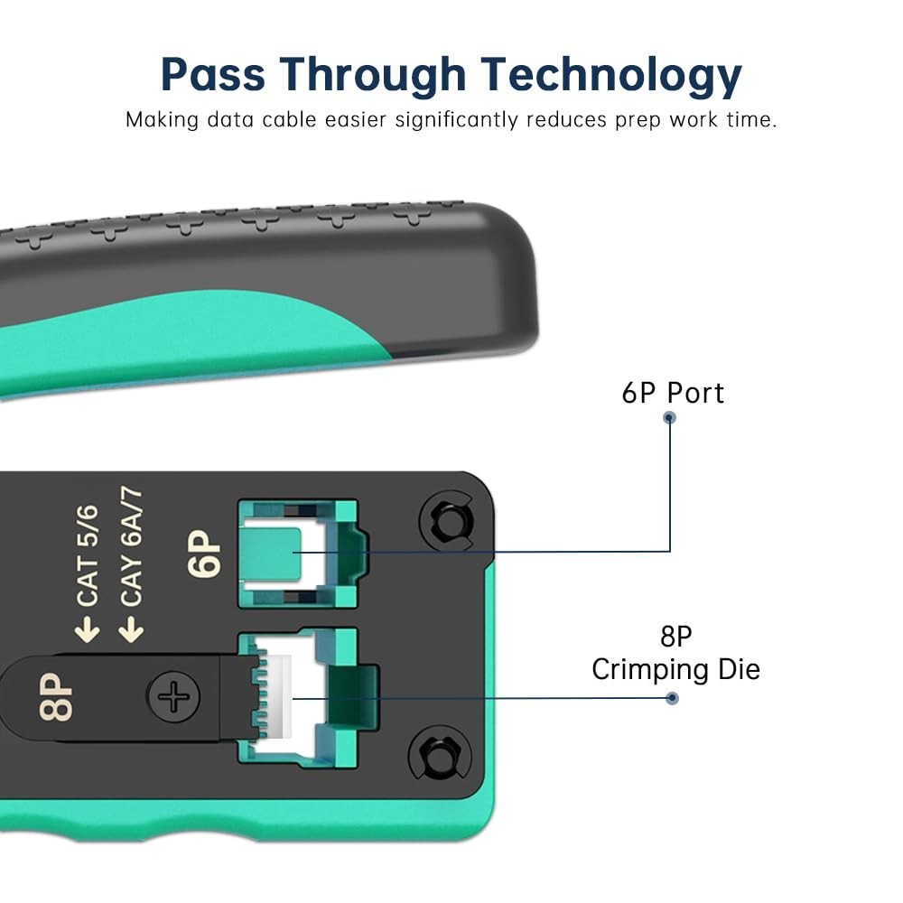 ZoeRax Pass Through RJ45 Crimp Tool with 10PCS Cat7 Connectors and ...