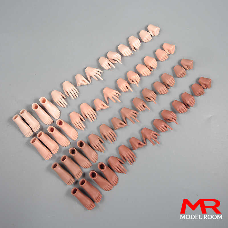 WD 1/6 Scale Kababaihan 5 Pares Hand Shape 2 Pares Feet Model Body ...