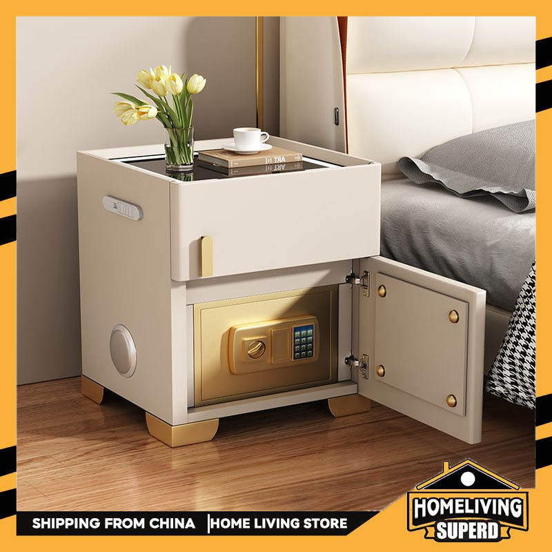Smart Bedside Table Bedside Table Modern Safe Simple Solid Wood ...