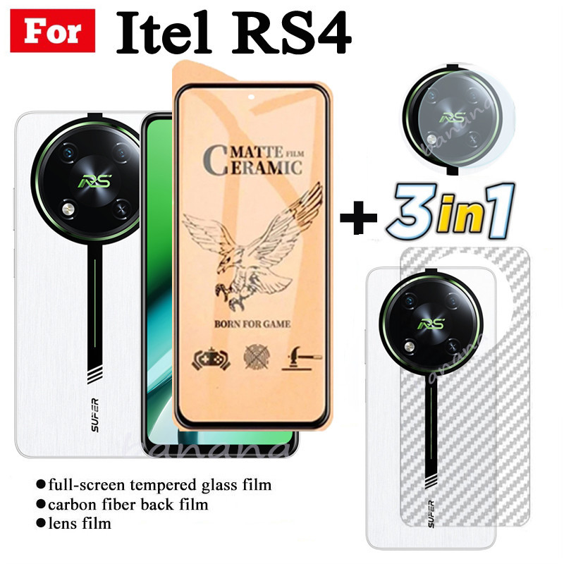 3 IN 1 Itel RS4 Tempered Glass for Itel R S4 RS 4 S23 S24 A50 P55 4G 5G ...