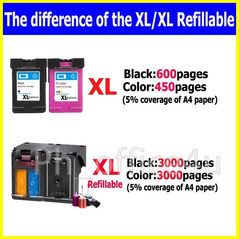 HP 123XL ink HP123XL refillable ink cartridge Compatible for HP 1111 ...