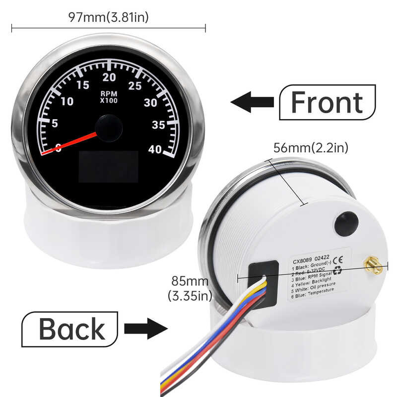 85Mm HD 3 1 Multi-Function Tachometer Gauge 3000-8000 RPM Tacho Meter ...