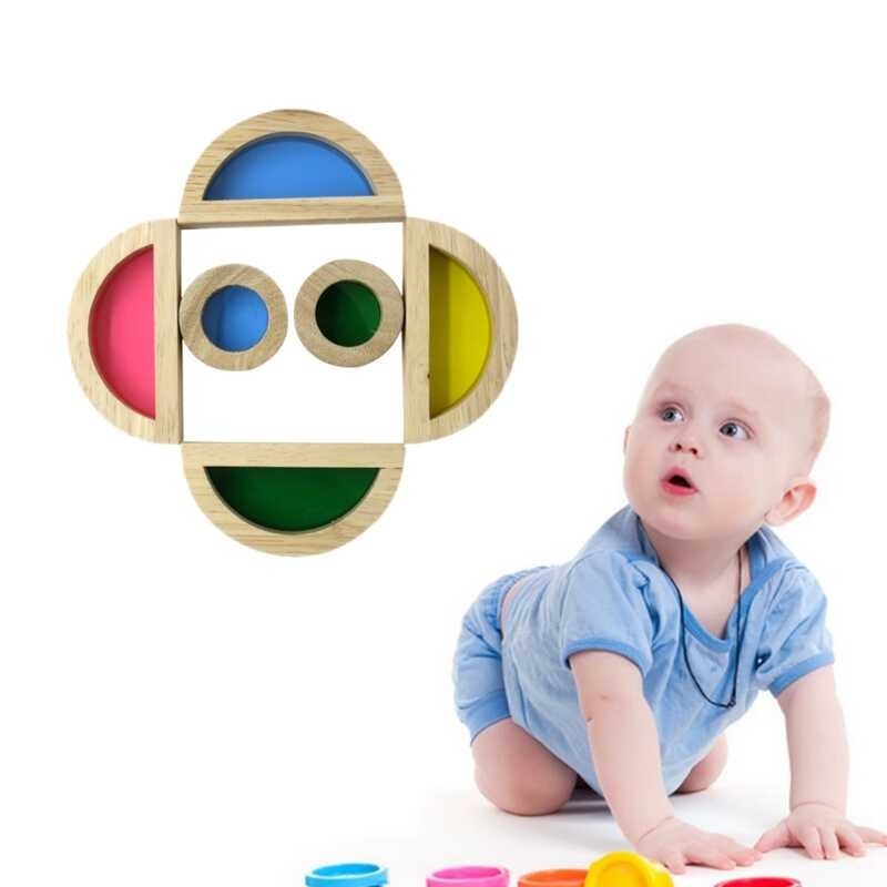 Acrylic Wooden Rainbow Building Stacking Block Developmental Geometry ...